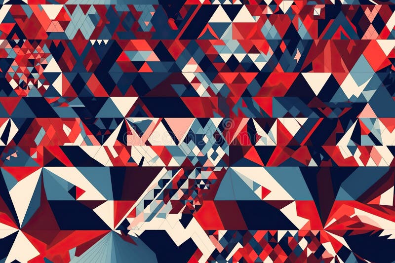 Abstract Geometry Pattern Artwork Red Blue White, Created with ...