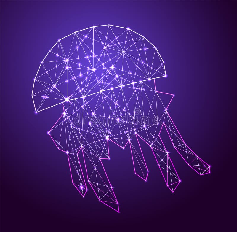 Abstract Geometry Polygonal Jellyfish. Low Poly Vector Illustration ...