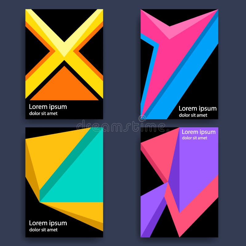 Abstract Geometry Shape Cover Magazine Set Template Stock Vector ...