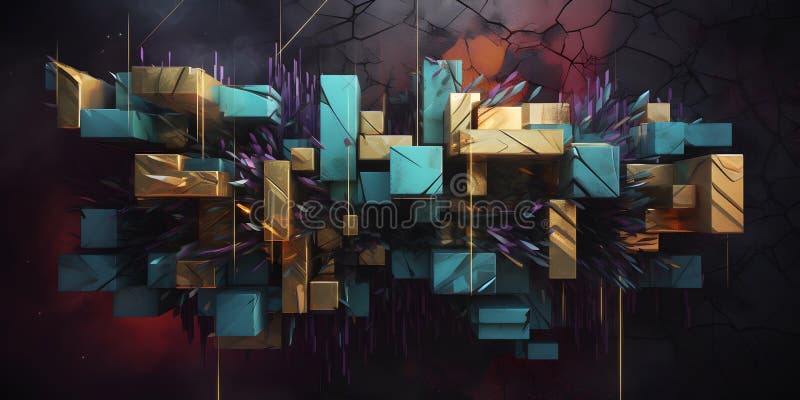 Abstract Geometry Shapes Colors Hyper-realistic Textures Two Generative ...