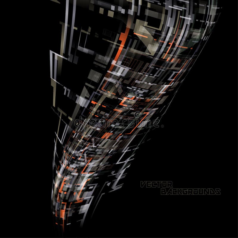 Abstract Geometry Shapes Motion Curved on a Black Stock Vector ...