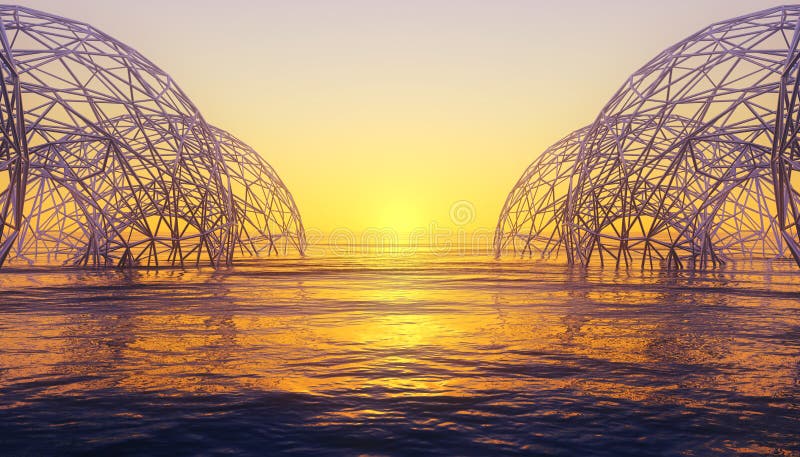 Abstract geometry sunset stock illustration. Illustration of futuristic ...