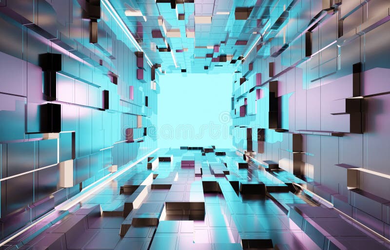 Abstract Geometry Tech with Lighting Motion Scene Stock Illustration ...