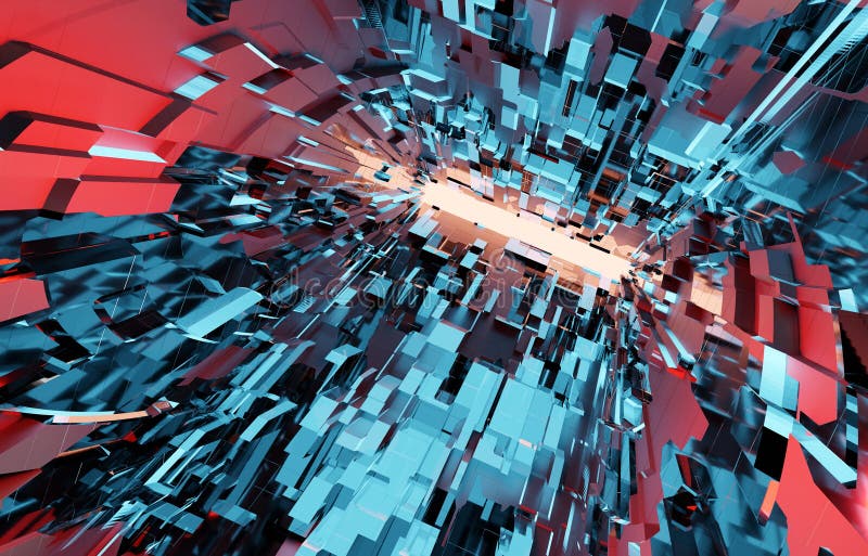 Abstract Geometry Tech with Lighting Motion Scene Stock Illustration ...