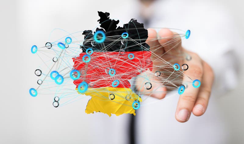 Abstract of Germany Map Network in Hand Stock Photo - Image of ...