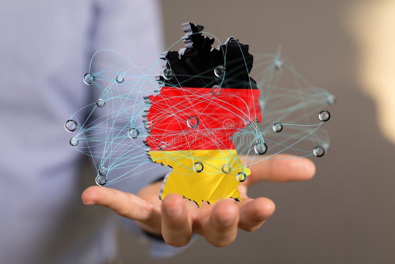 Abstract of Germany Map Network in Hand Stock Image - Image of curve ...