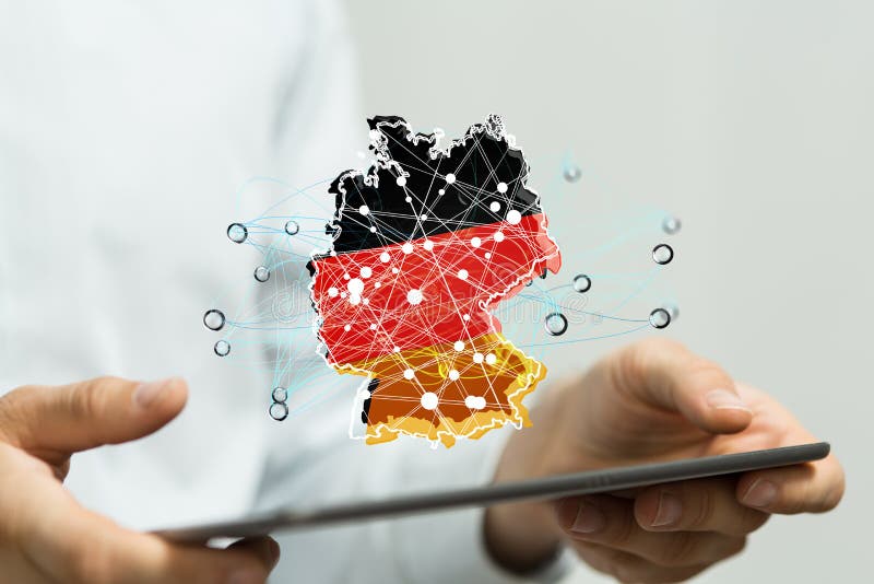 Abstract of Germany Map Network in Hand Stock Image - Image of ...