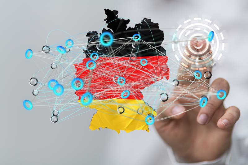 Abstract of Germany Map Network in Hand Stock Photo - Image of ...