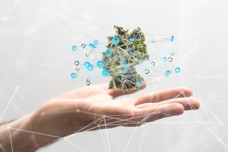 Abstract of Germany Map Network in Hand Stock Photo - Image of politic ...