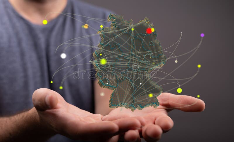 Abstract of Germany Map Network, Internet and Global Connection Concept ...