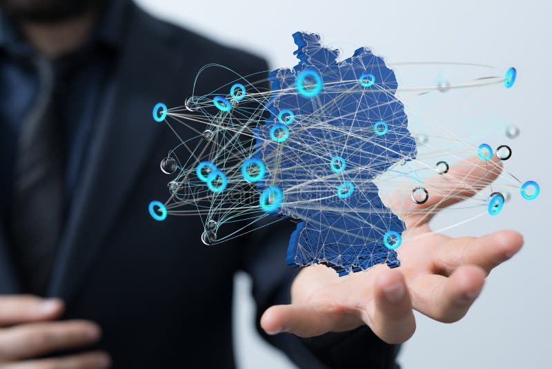 Abstract of Germany Map Network, Internet and Global Connection Concept ...