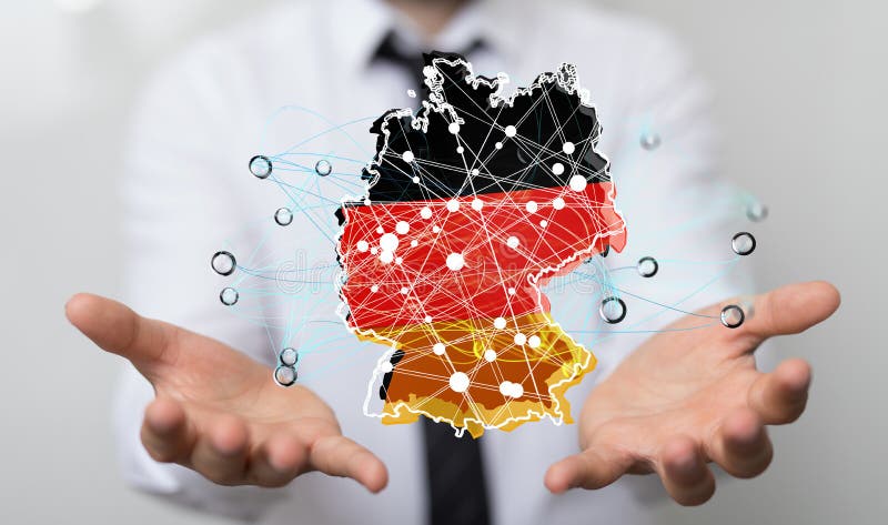 Abstract of Germany Map Network, Internet and Global Connection Concept ...