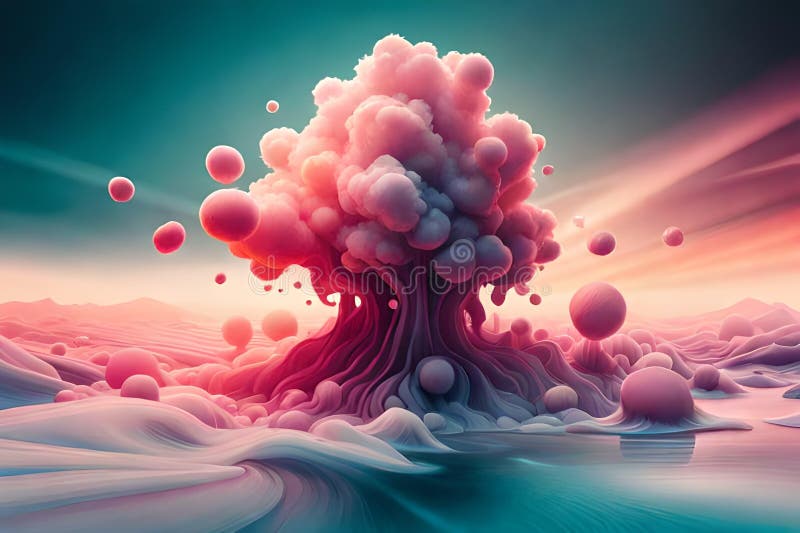 Abstract Giant Pink Tornado Clouds. Gradient Colors. Ai Generated Stock ...