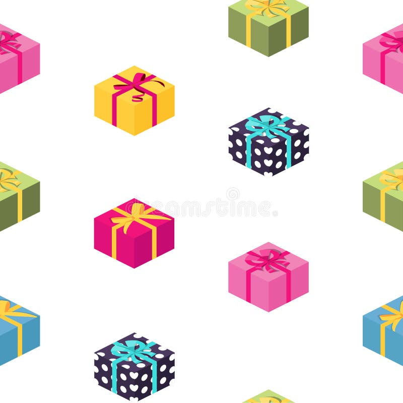 Abstract Gift Box with Bow and Ribbon Seamless Pattern Background ...