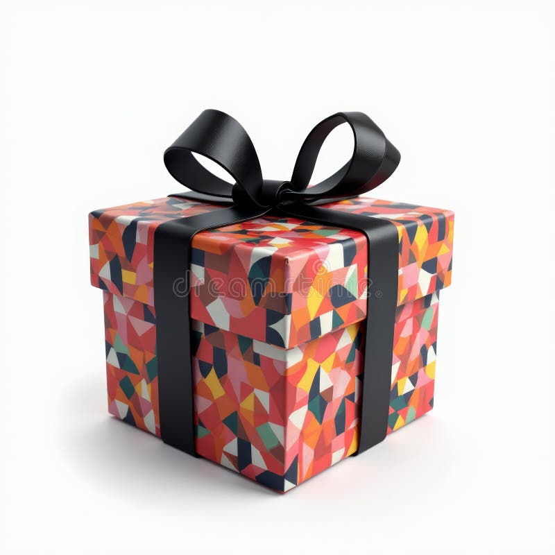 Abstract Gift Box with a Kaleidoscopic Pattern Isolated on a White ...