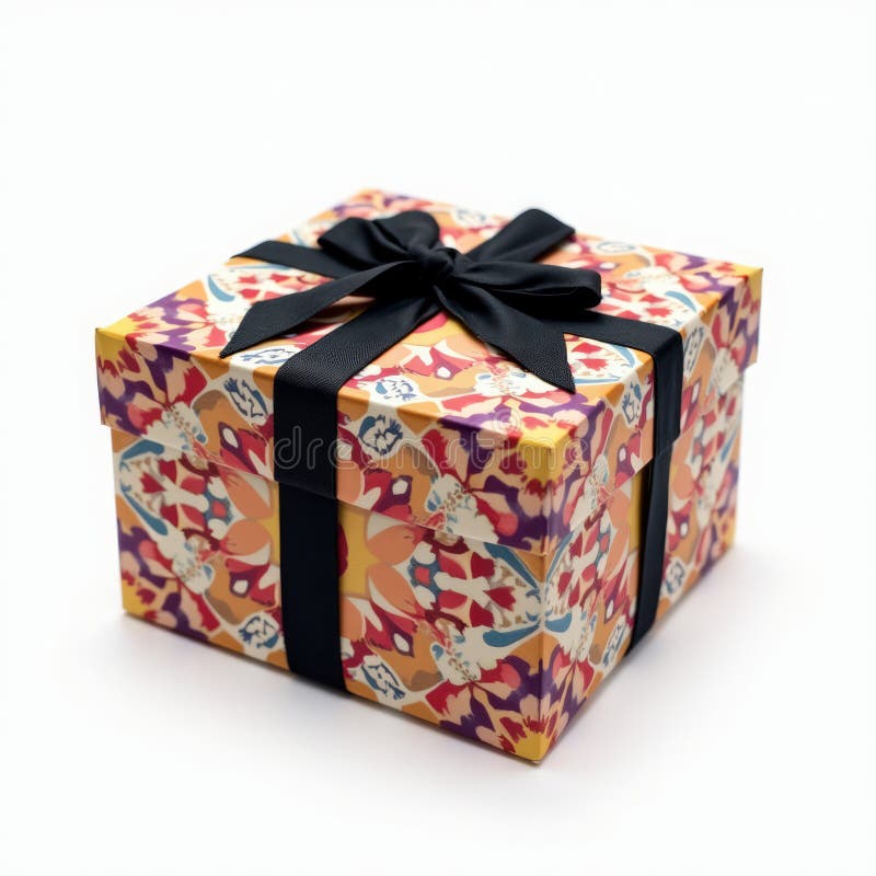 Abstract Gift Box with a Kaleidoscopic Pattern Isolated on a White ...