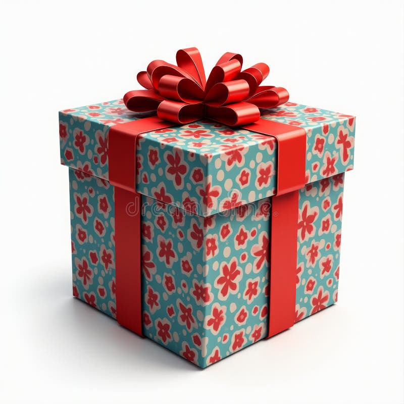 Abstract Gift Box with a Kaleidoscopic Pattern Isolated on a White ...