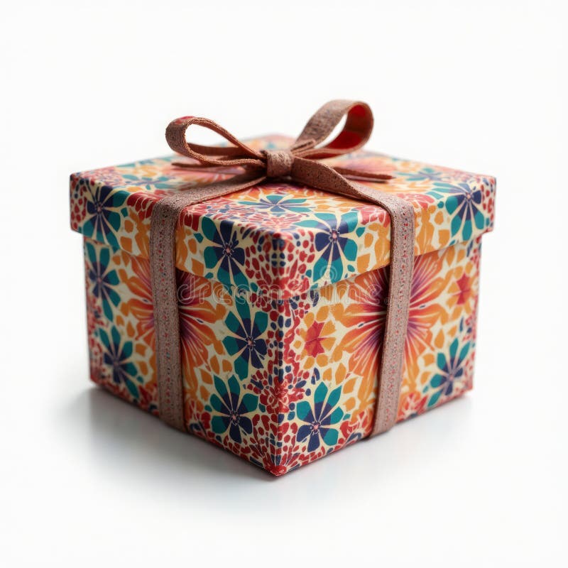 Abstract Gift Box with a Kaleidoscopic Pattern Isolated on a White ...