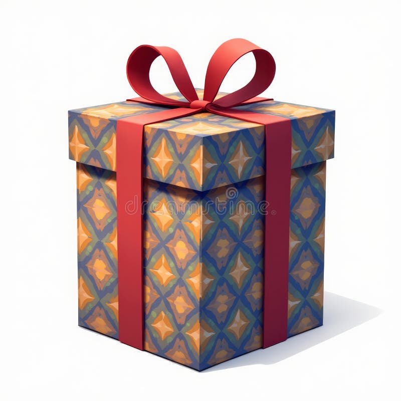 Abstract Gift Box with a Kaleidoscopic Pattern Isolated on a White ...