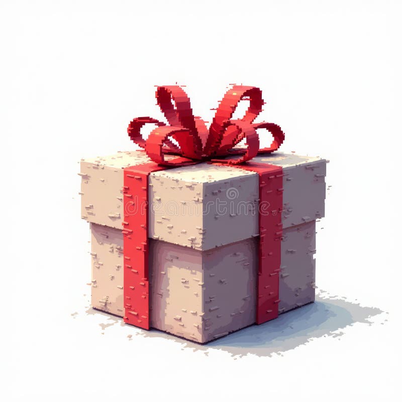 Abstract Gift Box Made of Glitch-Style Pixel Fragments Isolated on a ...