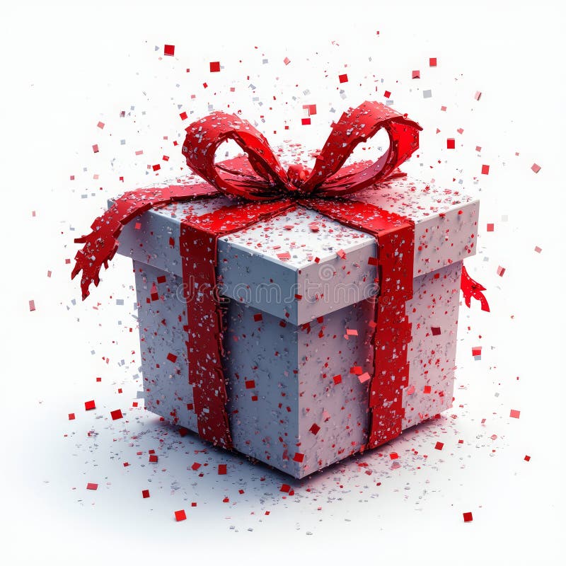 Abstract Gift Box Made of Glitch-Style Pixel Fragments Isolated on a ...