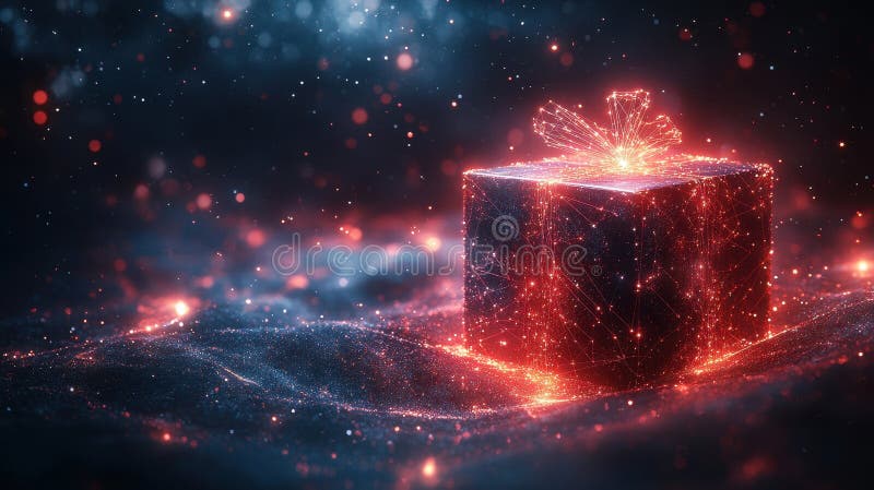 Abstract Gift Box in a Starry Sky Background Stock Image - Image of ...