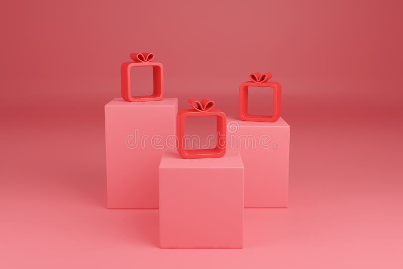 Abstract Gift Boxes on Red Pods. Christmas Concept Stock Illustration ...