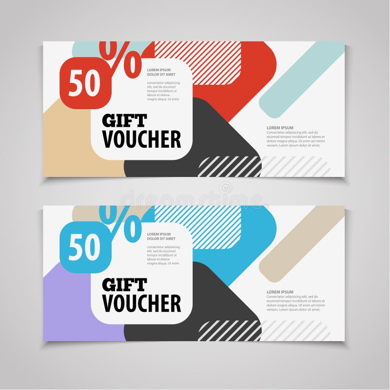 Gift Voucher Colorful, Certificate Coupon Design, Vector Illustration ...