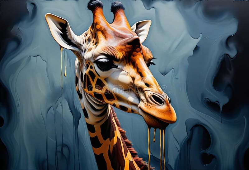 Abstract Giraffe Art with Impasto and Fluid Stock Illustration ...