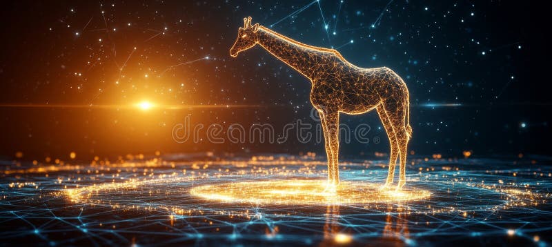 Abstract Giraffe in Glowing Digital Landscape Symbol of Wildlife ...