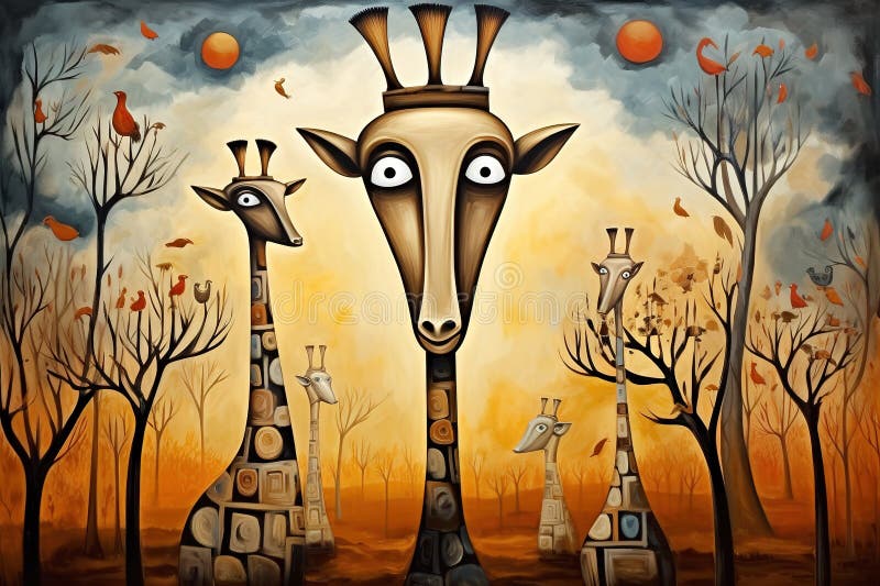 Abstract Giraffe Painting. Wildlife Animals Stock Illustration ...