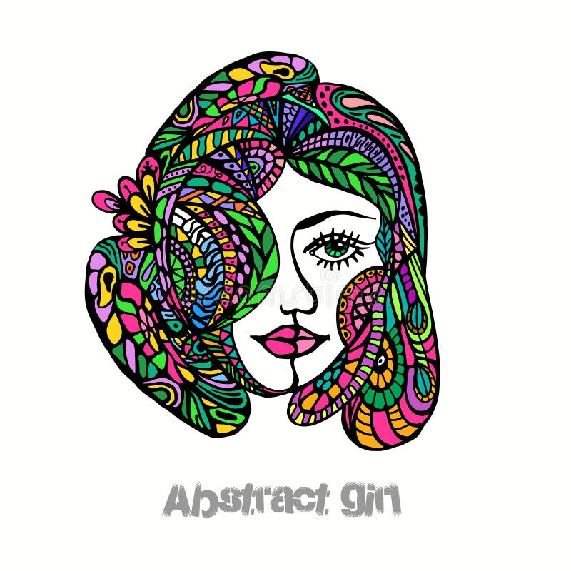 Abstract girl stock vector. Illustration of draw, floral - 48763768