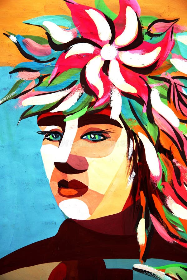 Mixed Media Abstract Face - Digital Painting Stock Illustration ...