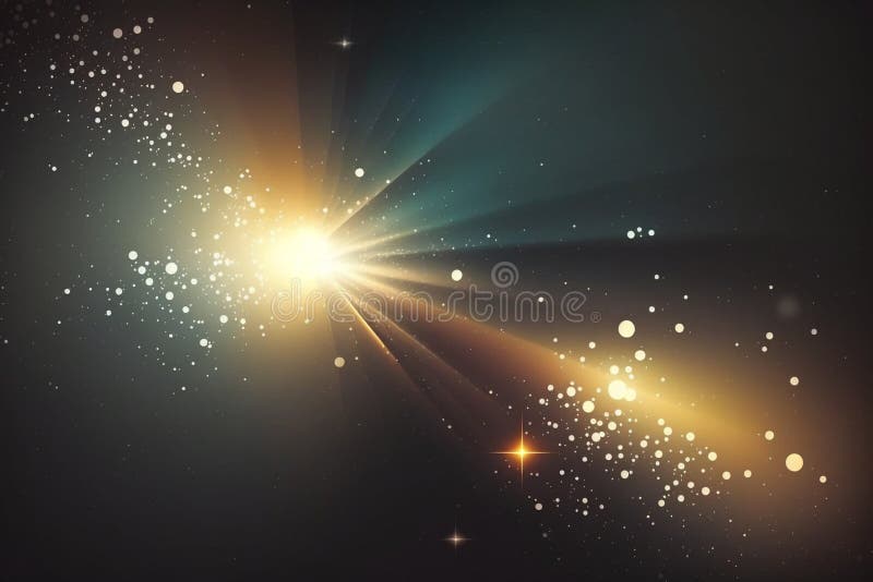 Abstract Glare, Flares and Rays. Falling Meteorite, Asteroid, Comet in ...