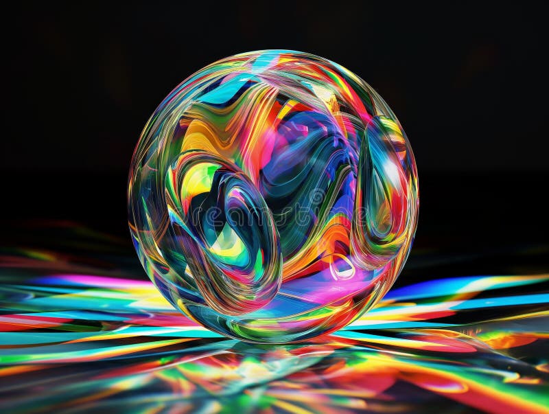 Abstract Glass Ball with Colored Material Stock Photo - Image of ...