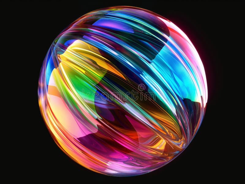 Abstract Glass Ball with Colored Material Stock Photo - Image of light ...