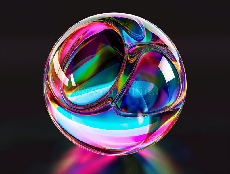 Abstract Glass Ball with Colored Material Stock Image - Image of sphere ...