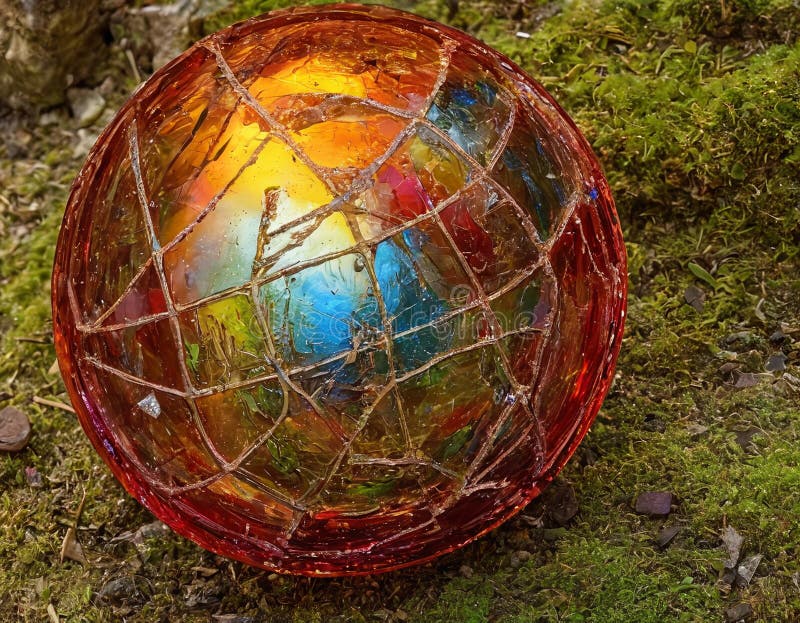 Abstract Glass. Glass Balls on the Ground, Multicolored , Shards ...