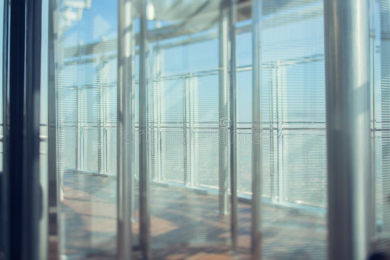 Abstract Glass and Chrome Office Interior Background with Sun Ra Stock ...