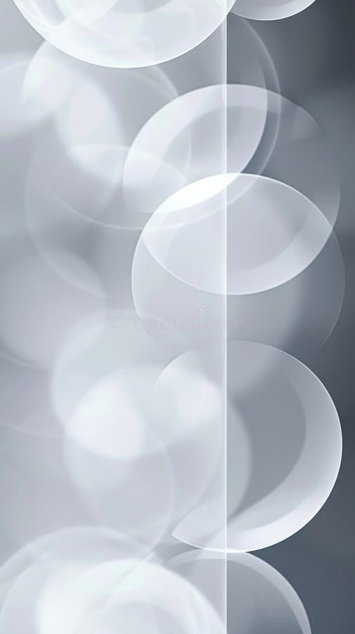 Abstract Glass Circles Overlapping on a Grey Background, Minimalistic ...