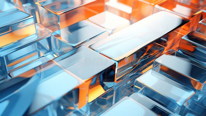 Abstract Glass Composition. 3d Render of Geometric Shapes Made of ...
