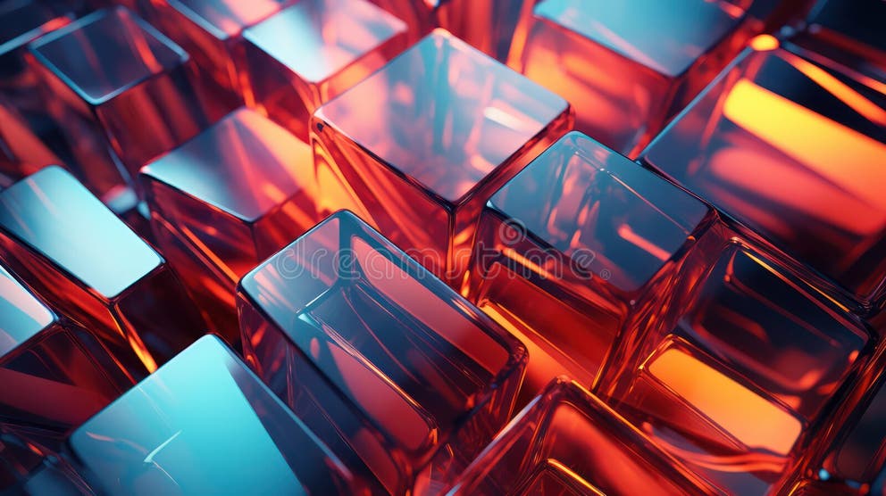 Abstract Glass Composition. 3d Render of Geometric Shapes Made of ...