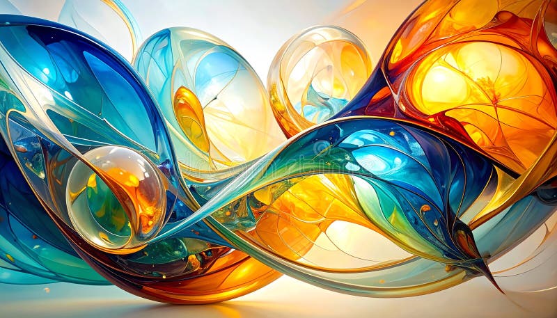 Abstract Glass Flow: Vibrant Colors and Fluid Shapes Stock Illustration ...