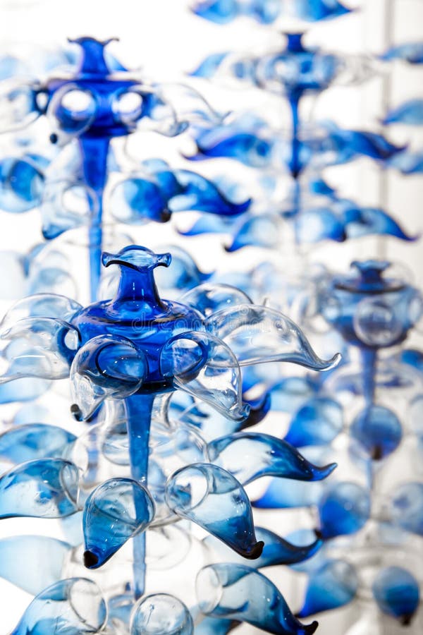 Abstract Glass Installation, Blue Decoration Objects Stock Image ...
