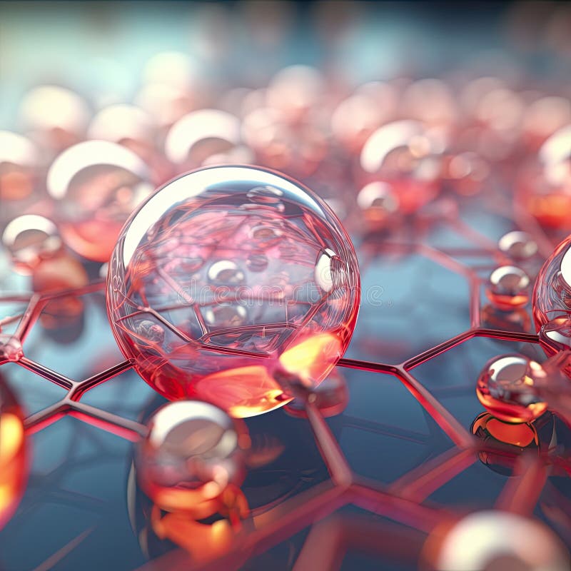 Abstract Glass Molecule Structure, Macro Shot of Liquid or Air,AI ...