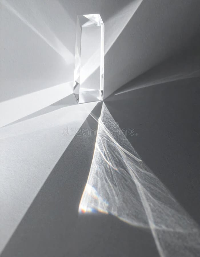 Abstract Glass Prism Light Refraction on White Background Stock ...