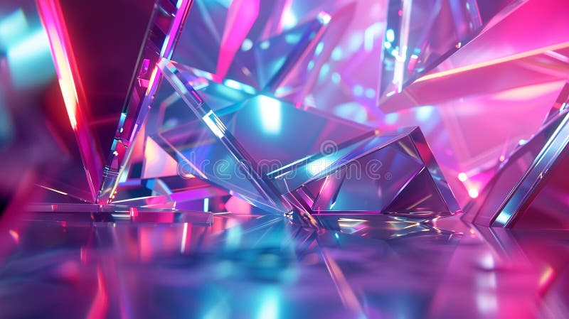 Abstract Glass Prism Reflections in Blue and Pink Light Stock ...
