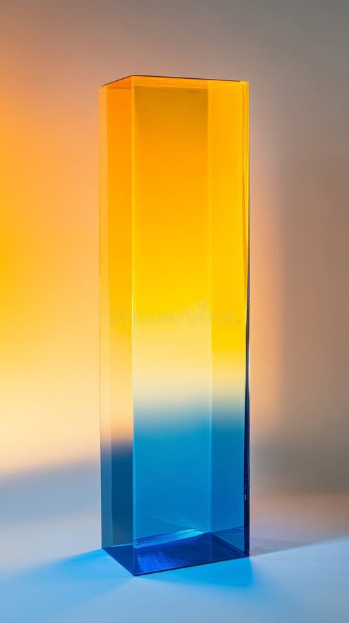 Abstract Glass Sculpture with Gradient Colors in a Modern Setting ...