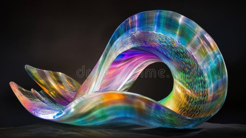 Abstract Glass Sculpture with Rainbow Iridescent Colors Stock ...