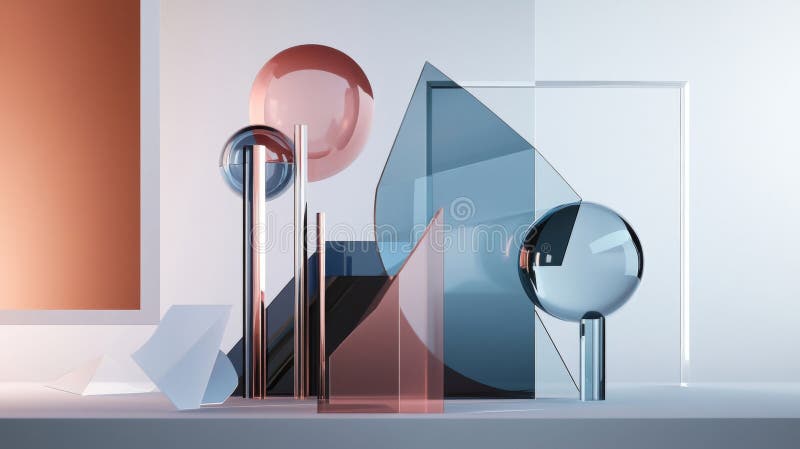 Abstract Glass Shapes Creating Modern Art Composition Stock ...